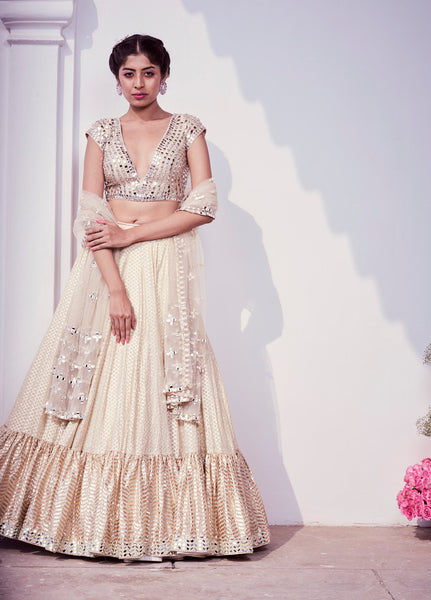 Beige Embellished Lehenga Set – abhinavmishra