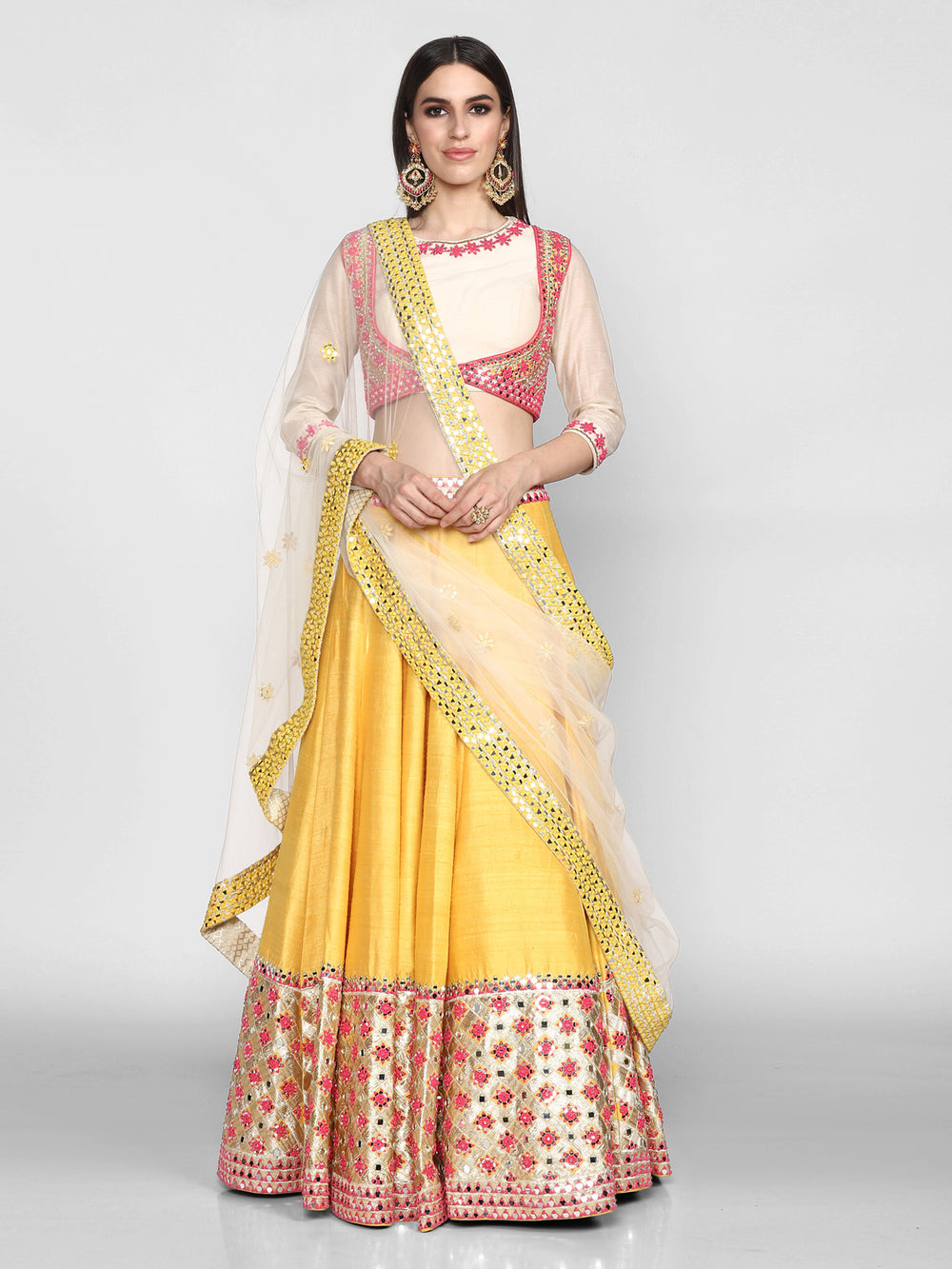 Multicolour Chanderi Lehenga Set with Jacket – abhinavmishra