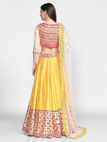 Multicolour Chanderi Lehenga Set with Jacket – abhinavmishra