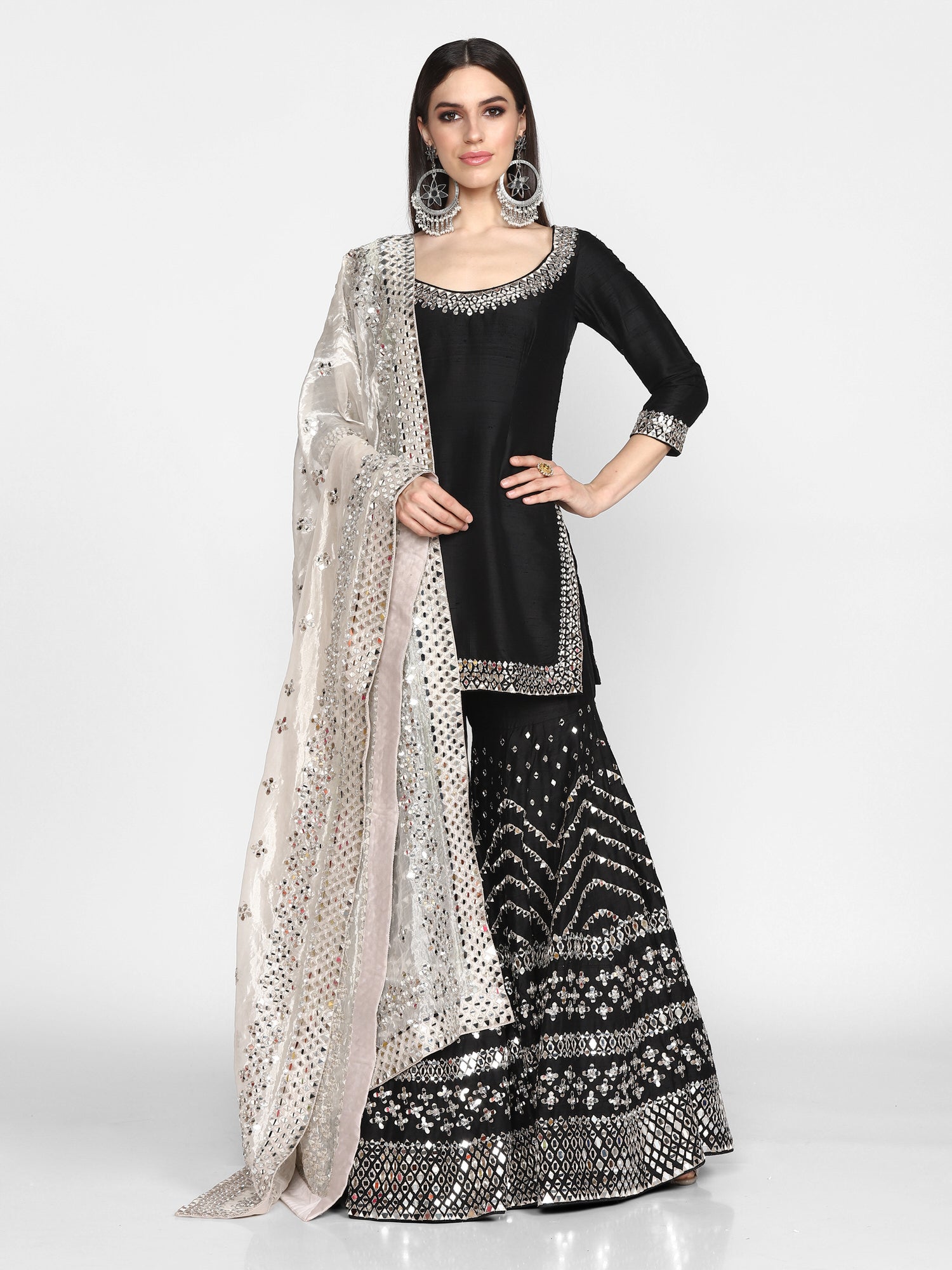 Black Embroidered Sharara Set – abhinavmishra