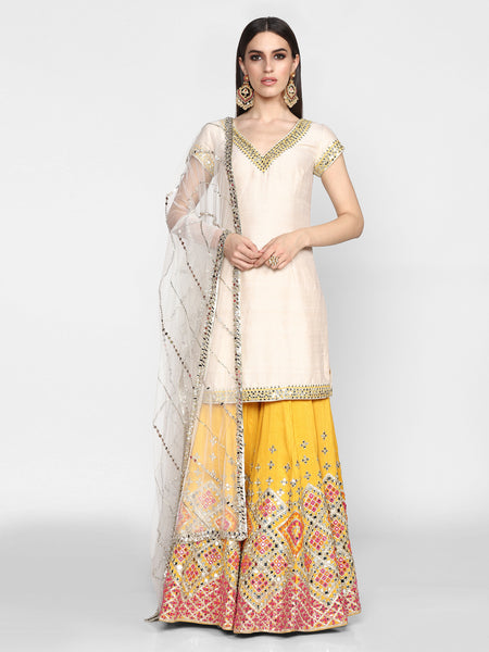 Off-White and Yellow Sharara Set – abhinavmishra