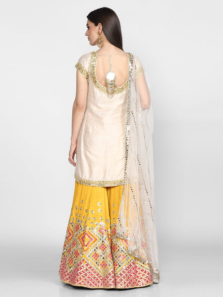 Off-White and Yellow Sharara Set – abhinavmishra